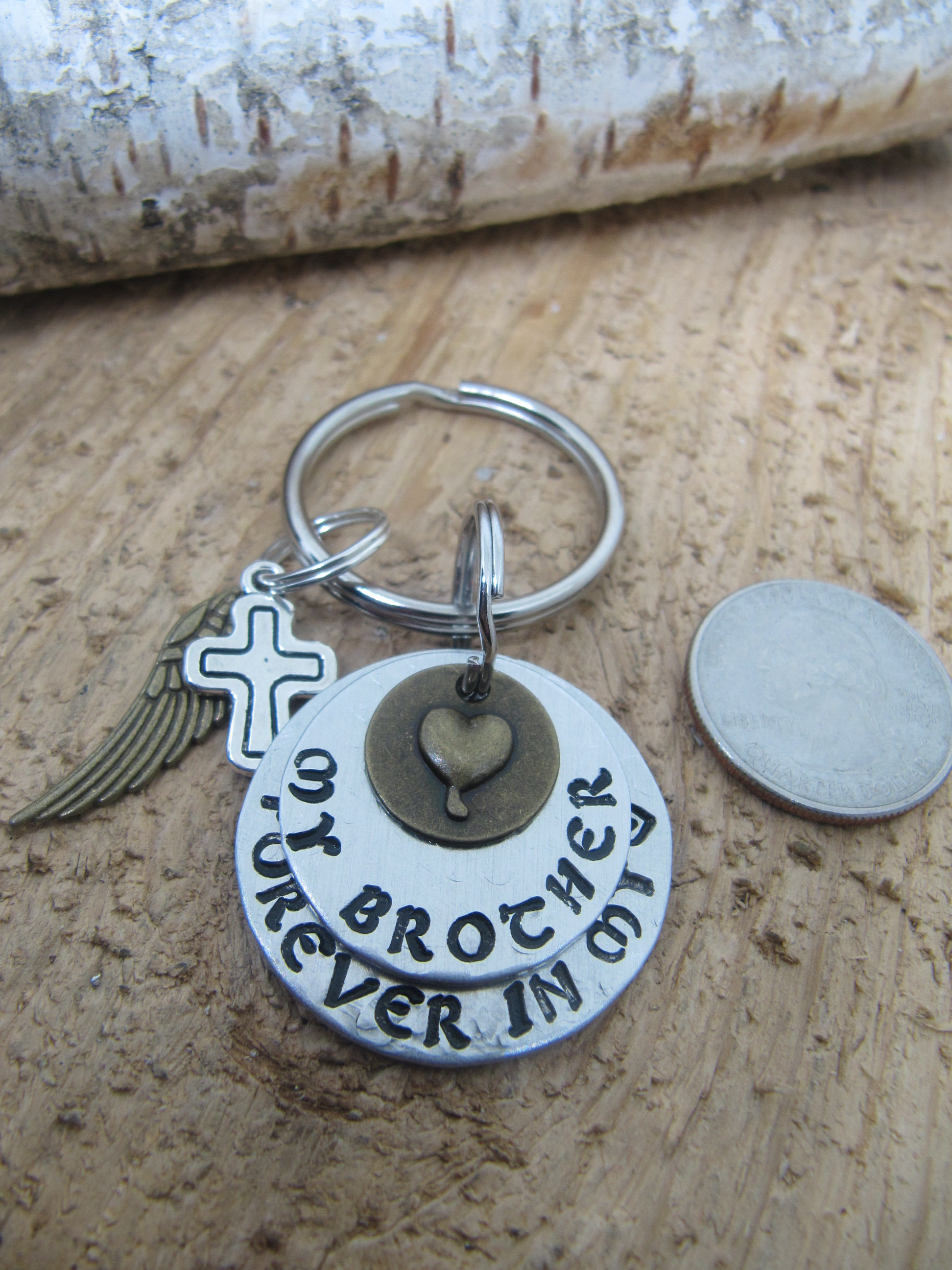 Brother Memorial, Memorial Key Chain , Loss of Brother, Key Chain for ...