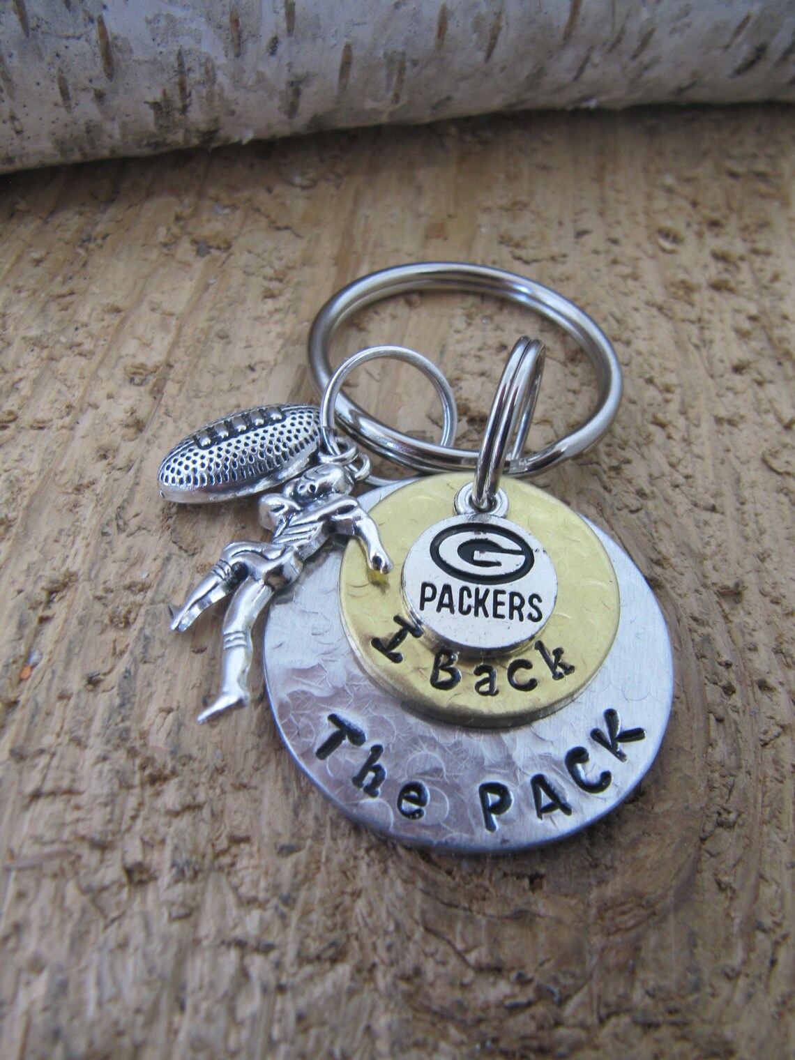 Green Bay Packers Keychain Hand Stamped Keychain Packer Fan - Etsy