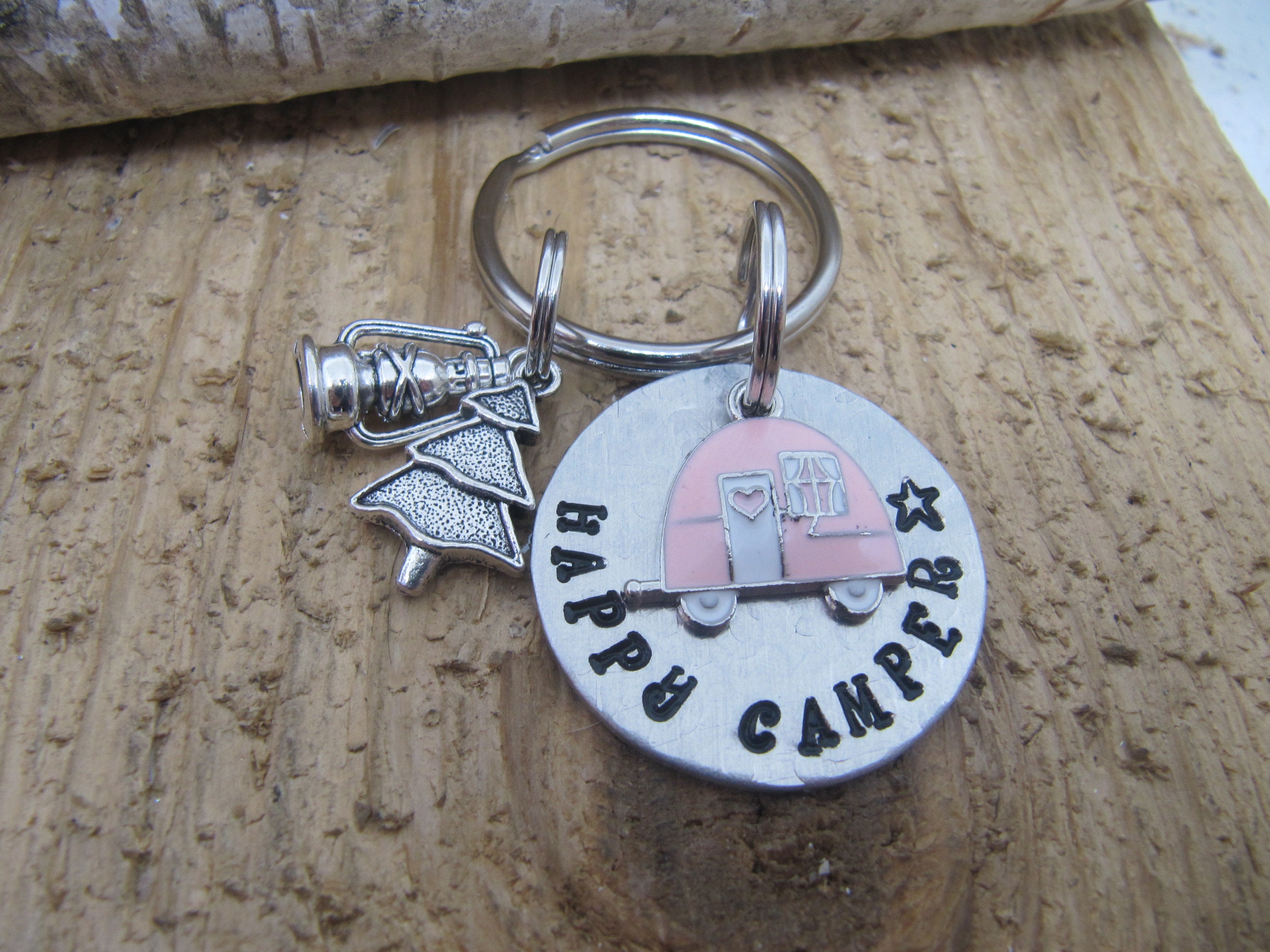Hand Stamped Key Chainhappy Camper Key Chain Camper Keys - Etsy
