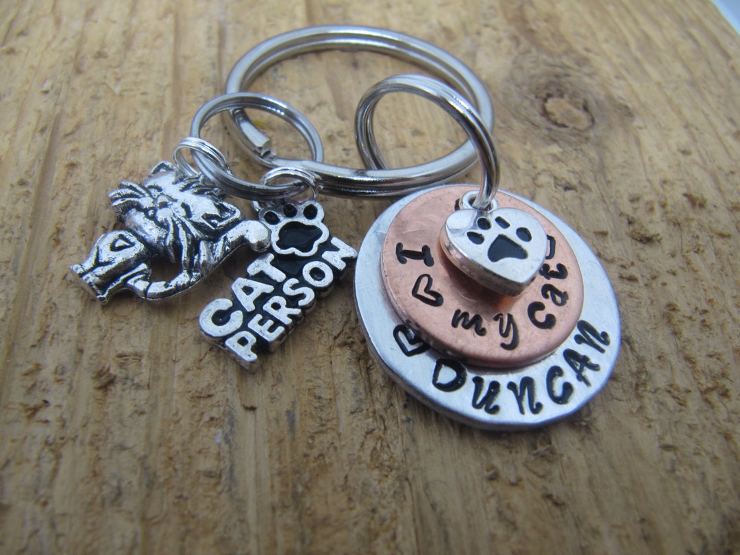 I Love My Cat Key Chain, Cat Key Chain, Custom Cat Key Chain, Hand ...