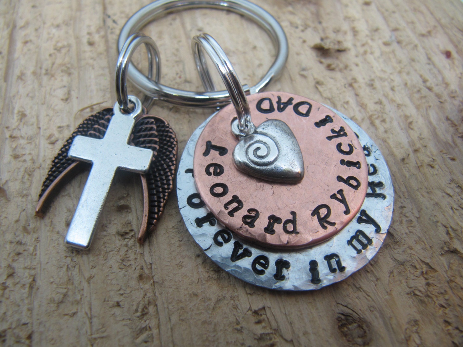 Memorial key chain//Dad memorial//Mom memorial//hand stamped | Etsy