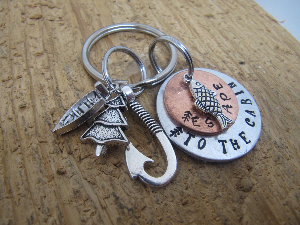 Lake Key Chain Cabin Key Chain Escape to the Lake Hand - Etsy