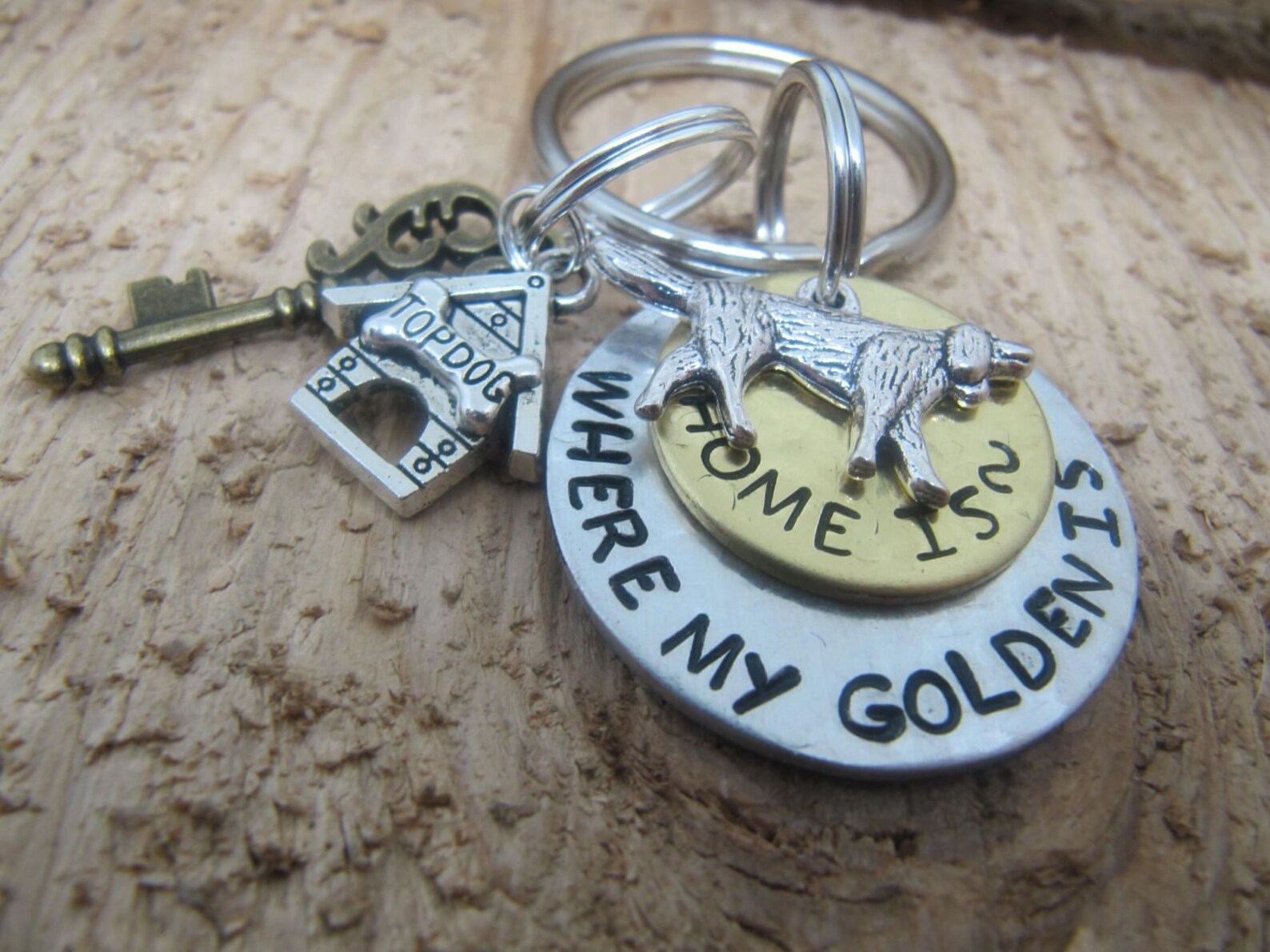 Golden Retriever Key Chain Hand Stamped Retriever Key Chain - Etsy