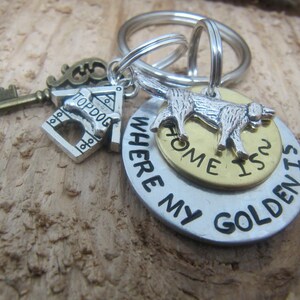 Golden Retriever Key Chain, Hand Stamped Retriever Key Chain, Golden ...