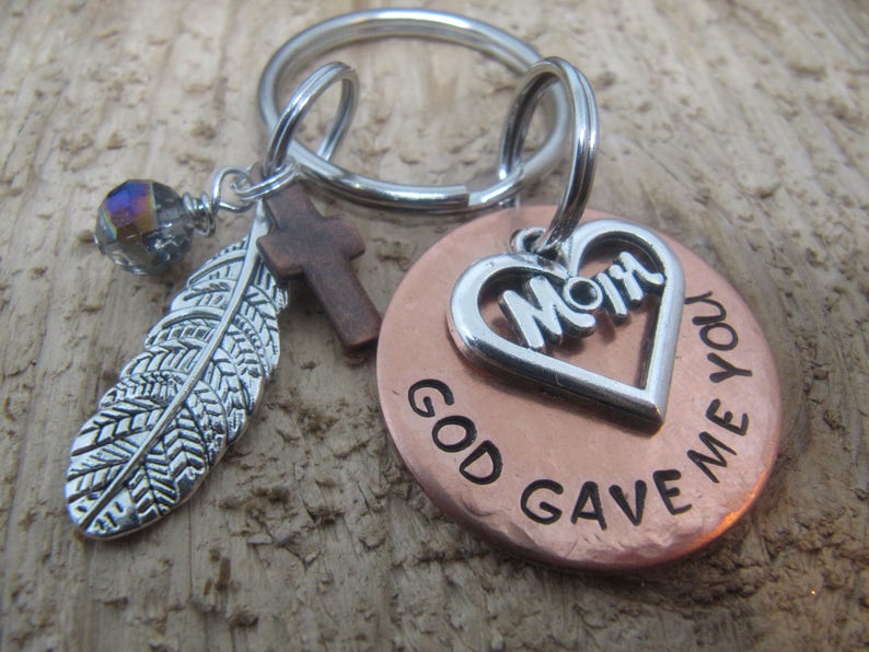 Gift for Mom Mothers Day Hand Stamped Key Chain for Mom. - Etsy