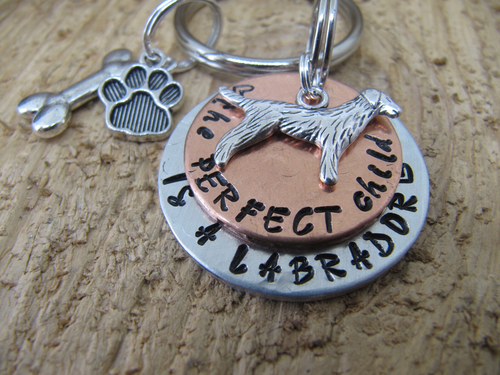 Labrador key chain hand stamped key chain Labrador jewelry | Etsy