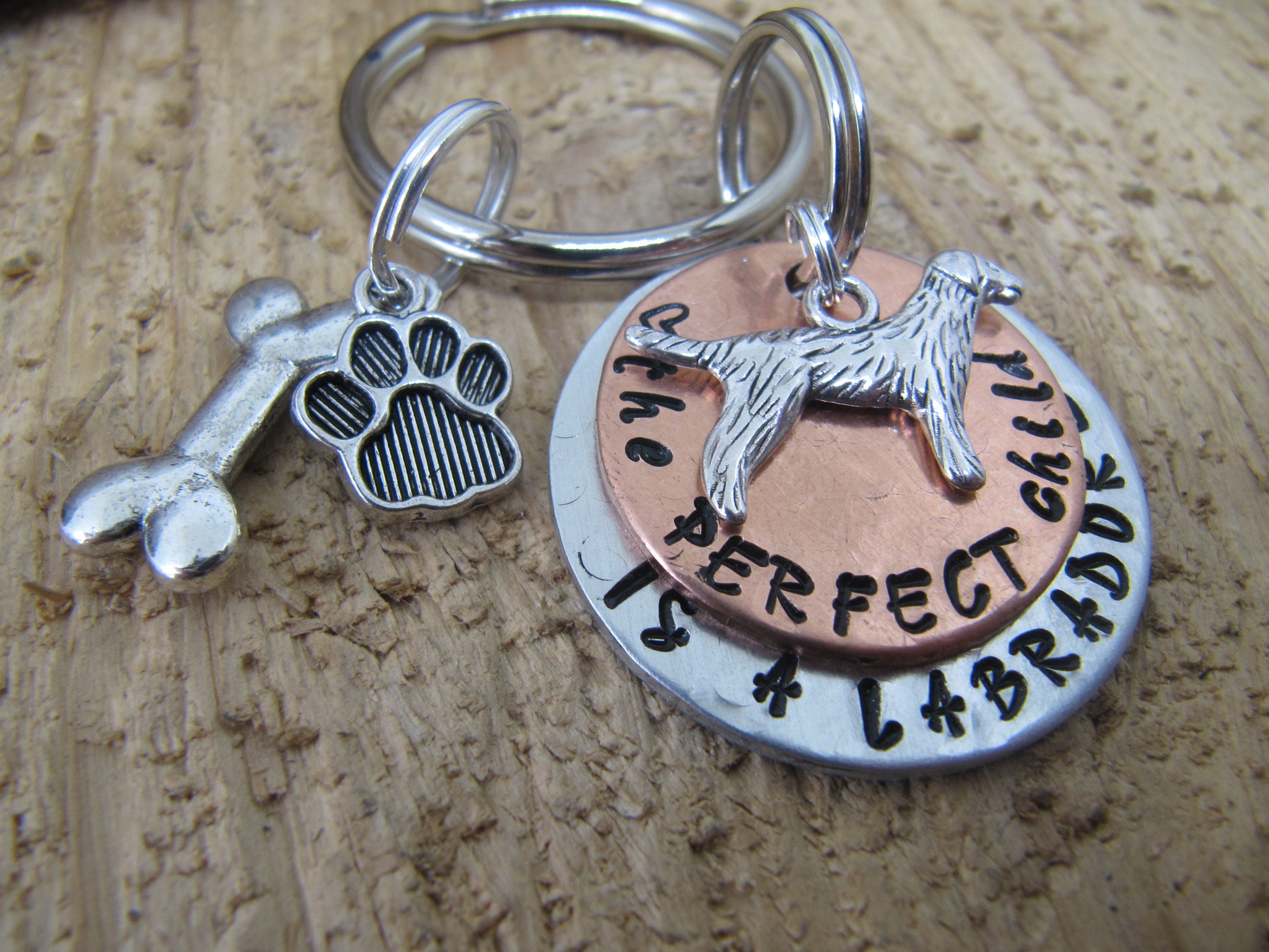 Labrador key chain hand stamped key chain Labrador jewelry | Etsy