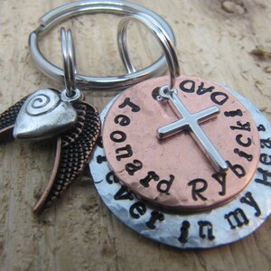 Memorial Key Chain//dad Memorial//mom Memorial//hand Stamped Necklace ...