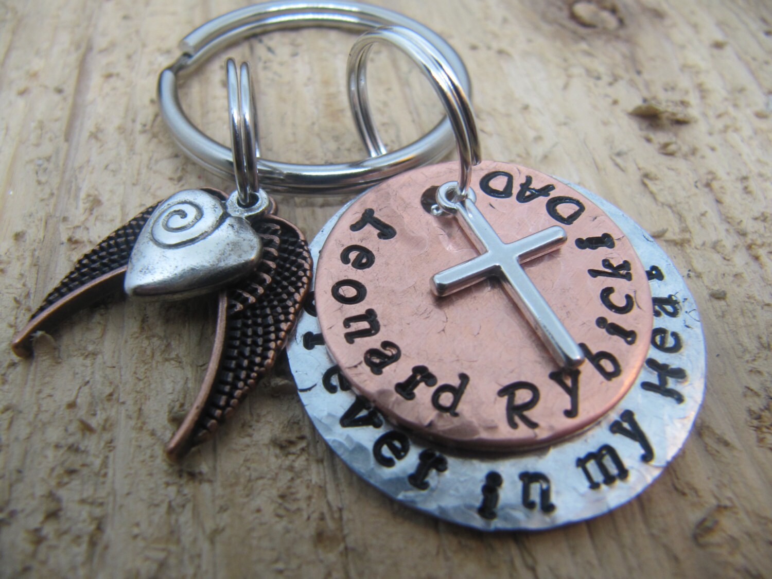 Memorial key chain//Dad memorial//Mom memorial//hand stamped | Etsy