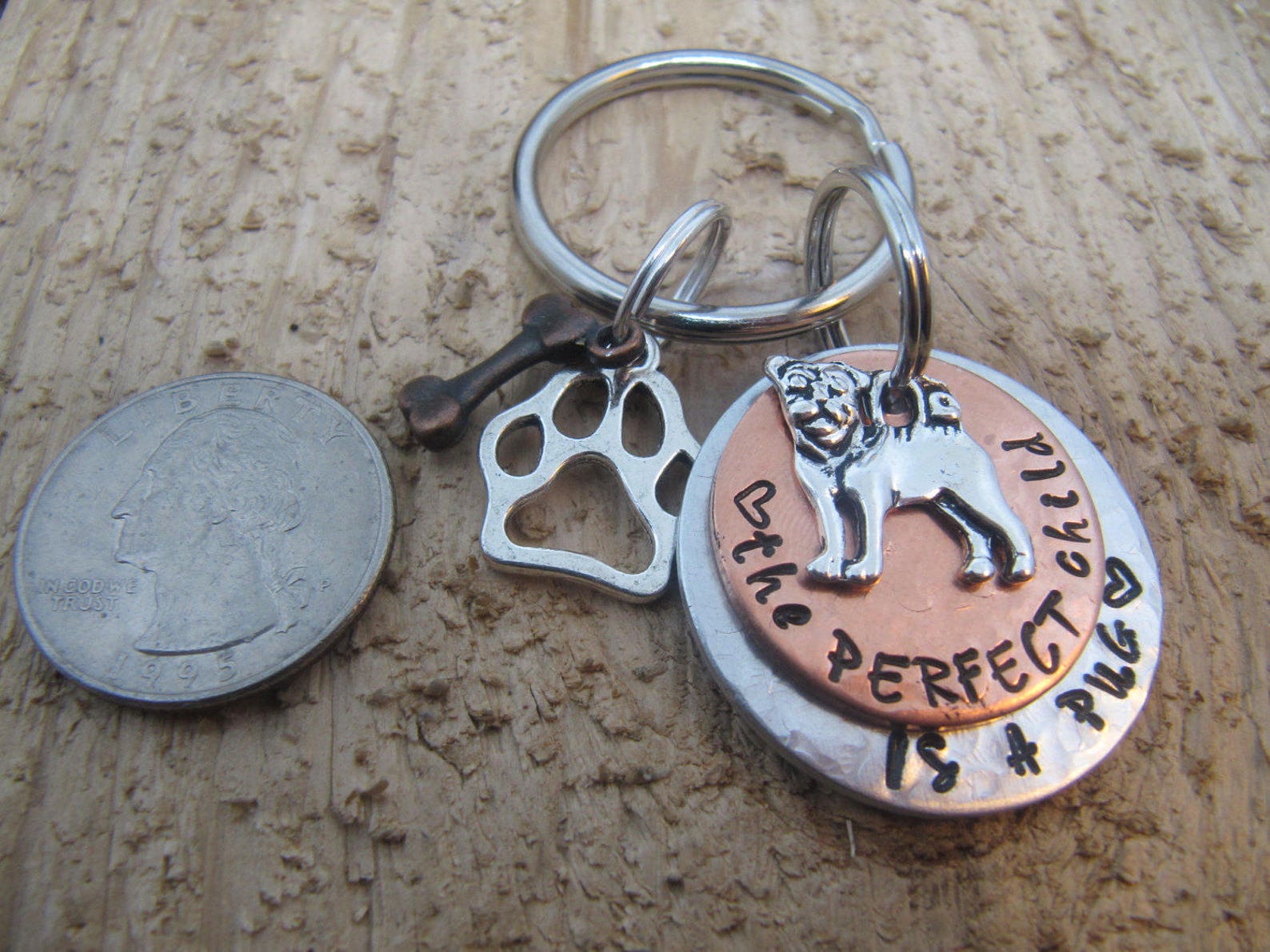 Pug Key Chain Hand Stamped Pug Key Chain Pug Jewelry Pug - Etsy