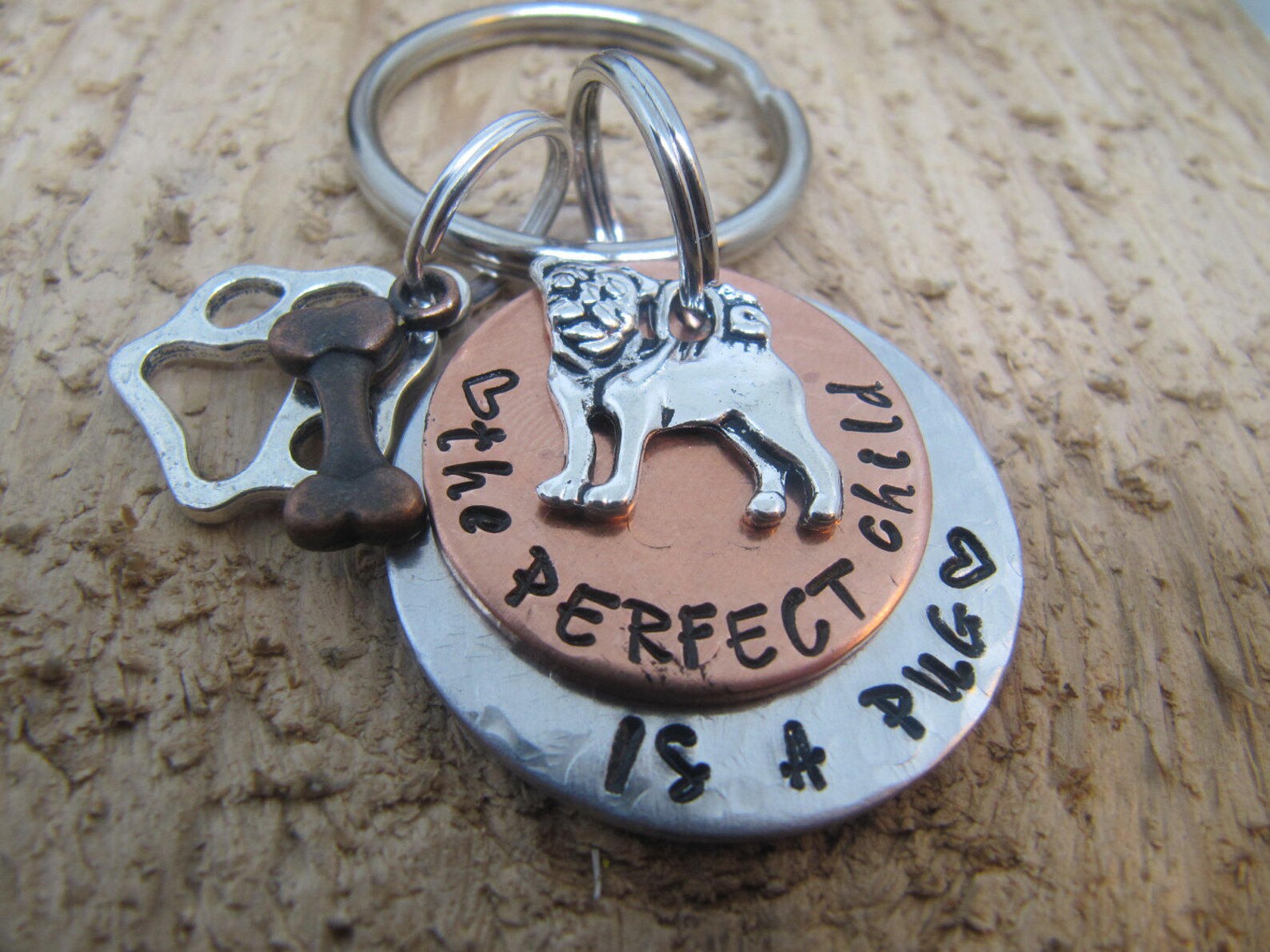 Pug Key Chain Hand Stamped Pug Key Chain Pug Jewelry Pug - Etsy