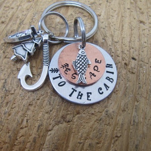Lake Key Chain, Cabin Key Chain, Escape to the Lake, Hand Stamped Key ...
