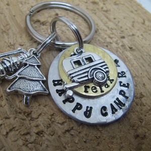 Hand Stamped Key Chain,happy Camper Key Chain, Camper Keys, Escape to ...