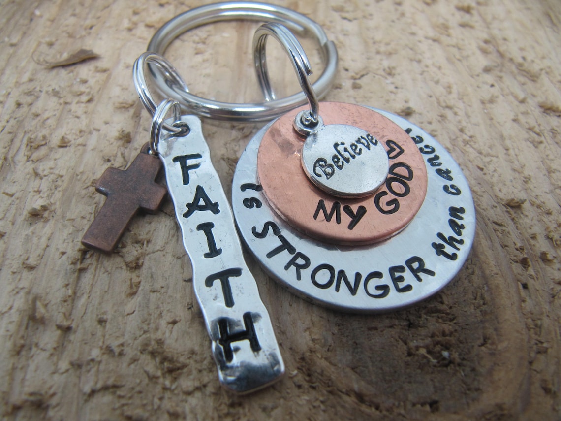 Hand Stamped Key Chain Cancer Jewelrygift for Cancer - Etsy