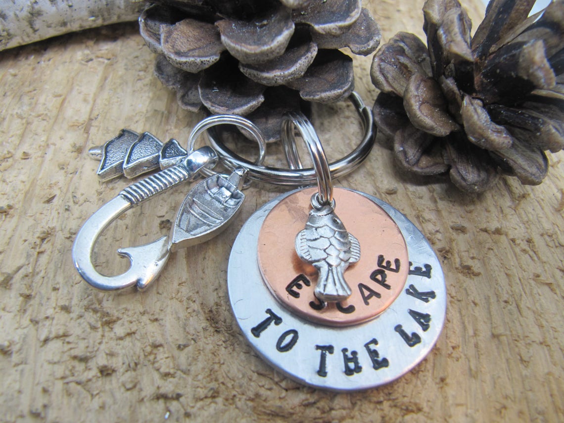 Lake Key Chain Cabin Key Chain Escape to the Lake Hand | Etsy