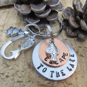 Lake Key Chain Cabin Key Chain Escape to the Lake Hand | Etsy