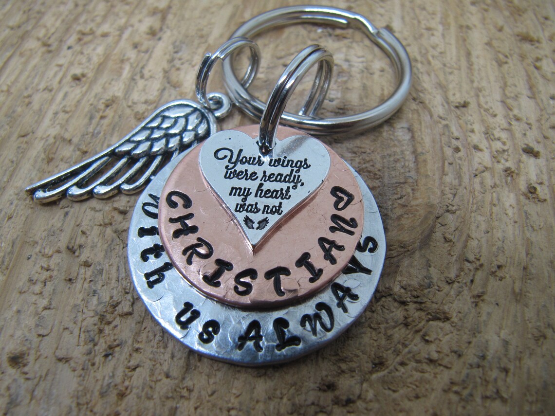 Hand Stamped Memorial Key Chain Loss of Loved One Memorial - Etsy