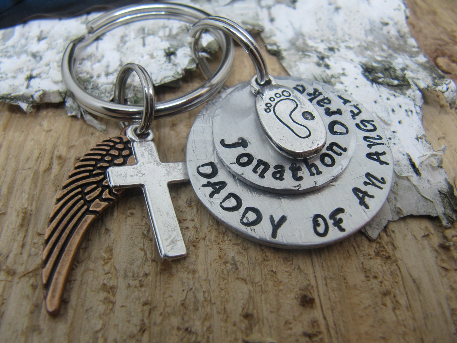 Daddy of an Angel//hand Stamped Keychain//loss of | Etsy