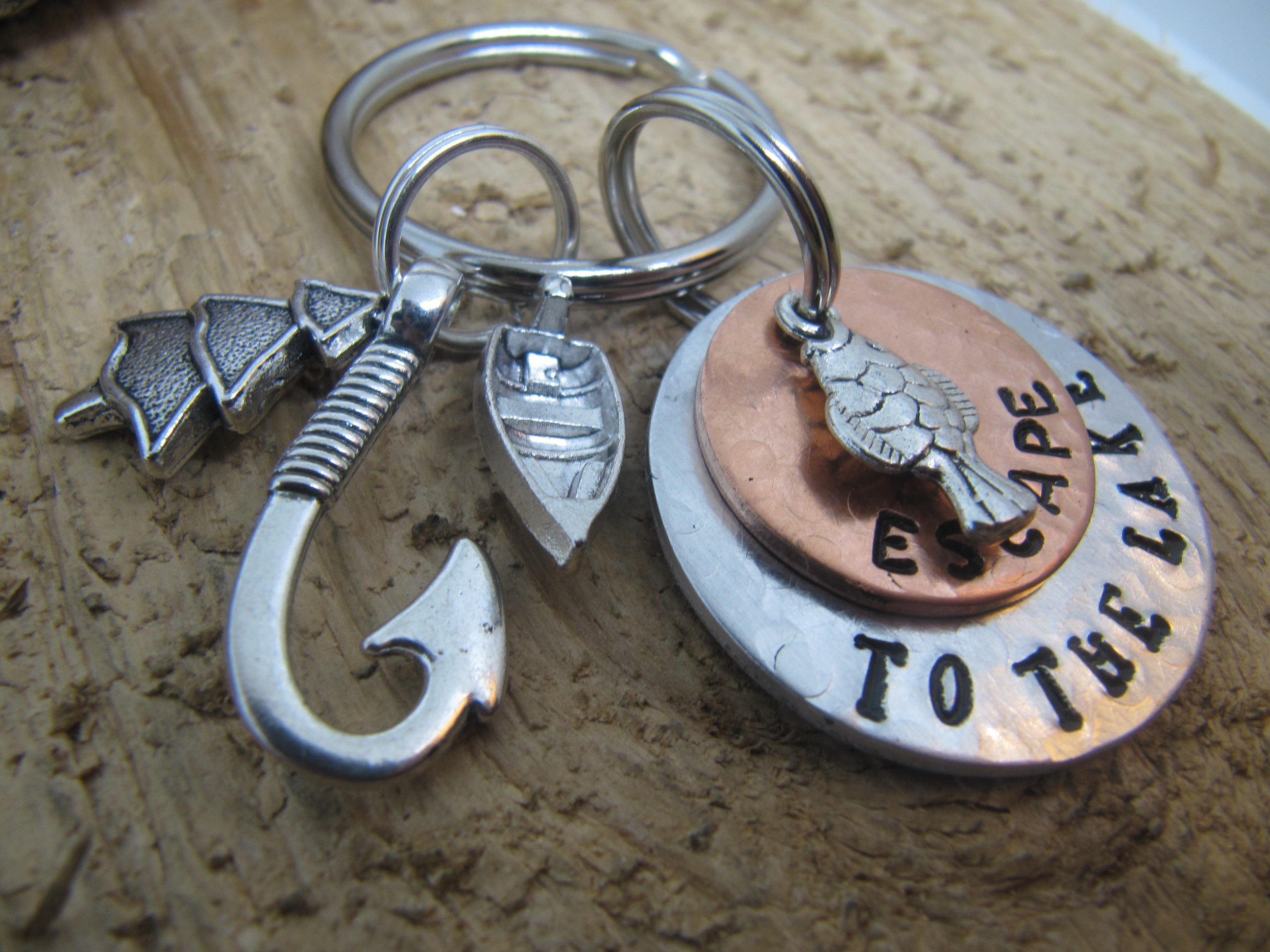 Lake Key Chain Cabin Key Chain Escape to the Lake Hand | Etsy