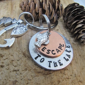 Lake Key Chain Cabin Key Chain Escape to the Lake Hand | Etsy