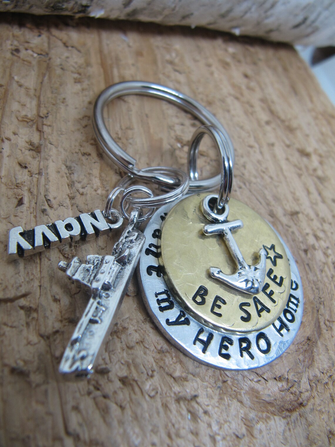 Navy Key Chain Be Safe I Want My Hero Home Key Chain for | Etsy