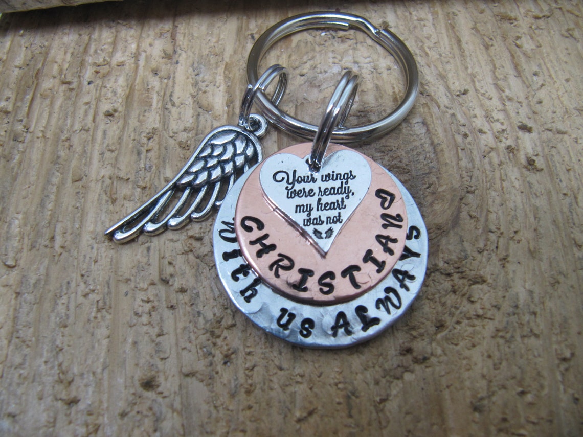 Hand Stamped Memorial Key Chain Loss of Loved One Memorial - Etsy