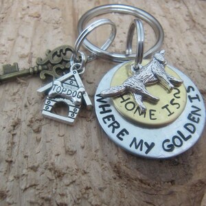 Golden Retriever Key Chain, Hand Stamped Retriever Key Chain, Golden ...