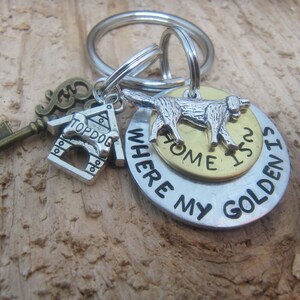 Golden Retriever Key Chain, Hand Stamped Retriever Key Chain, Golden ...