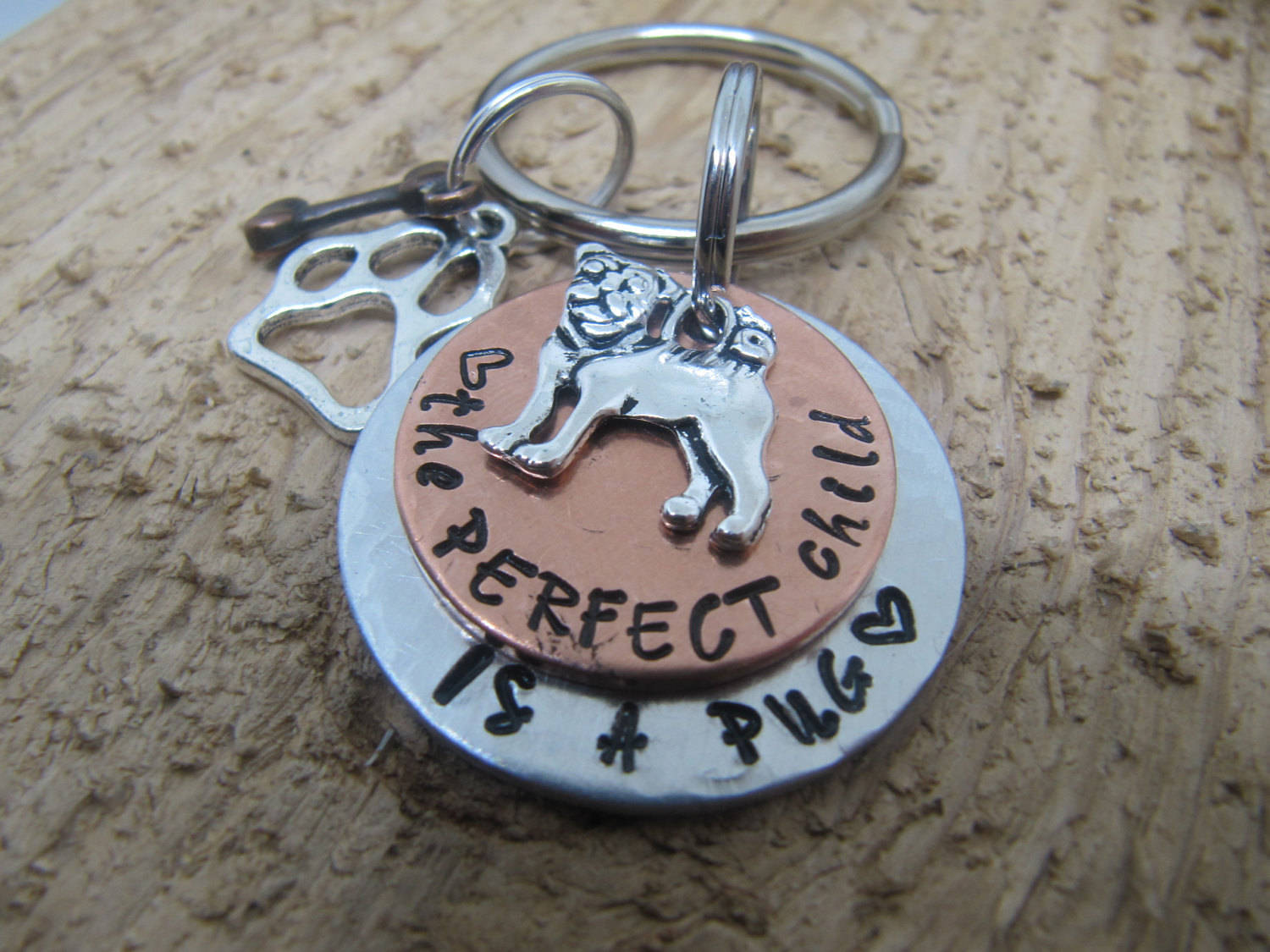 Pug Key Chain Hand Stamped Pug Key Chain Pug Jewelry Pug - Etsy