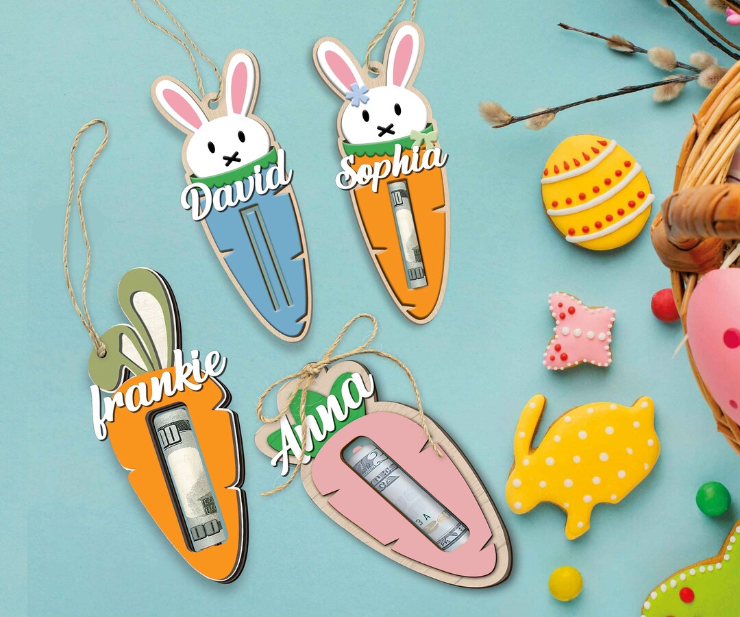 Personalized Easter Bunny Money Holder, Custom Carrot Money Holder ...