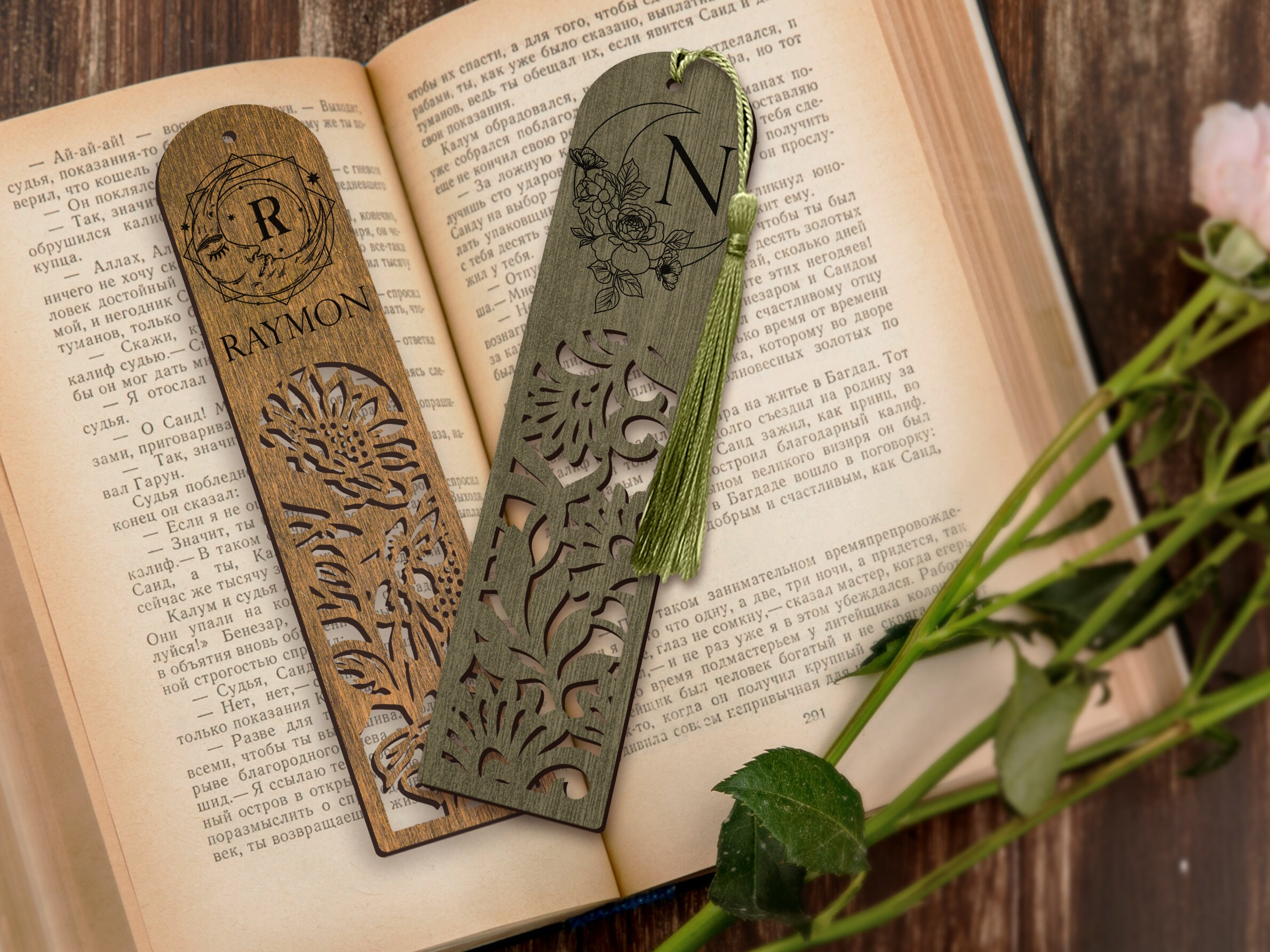 Personalized Wood Bookmarks With Tassel, Custom Engraved Wood Bookmarks ...