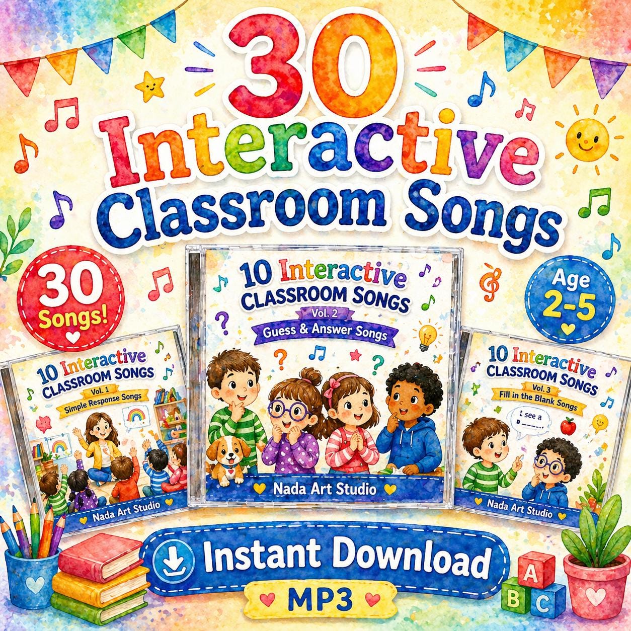 30 Interactive Classroom Songs Bundle for Kids | Preschool Learning ...