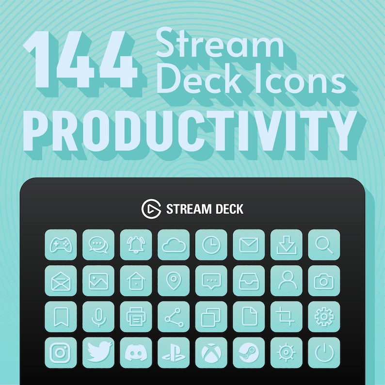 144 Minty Stream Deck Icons - Elgato Stream Deck - Productivity Icons ...