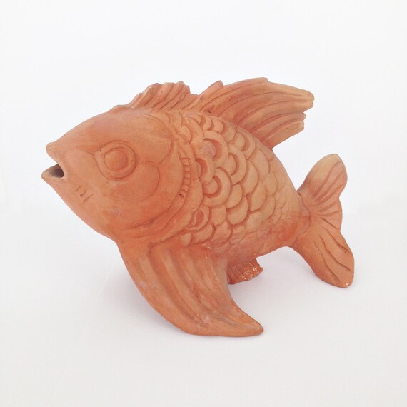Antique Terracotta figurine fish 40s | Etsy