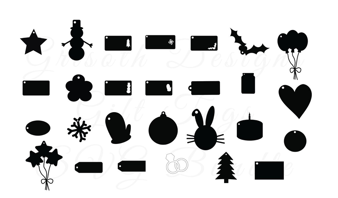 Gift Tag SVG Bundle, 27 Designs Including Christmas Holiday Gift Tags ...