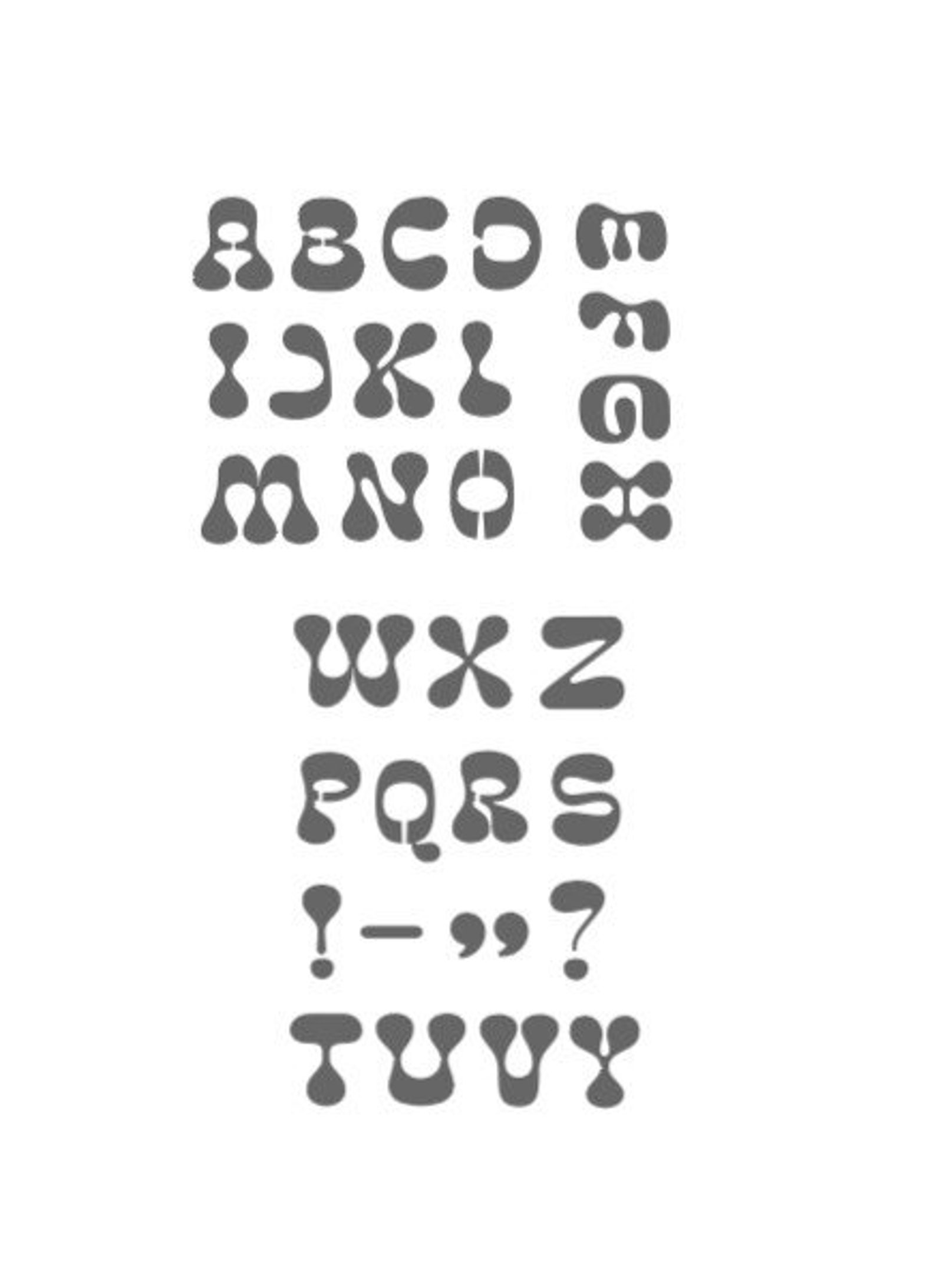 1-2 Inch Funky Font Alphabet Stencil Letters Retro 60's 70's Reusable ...