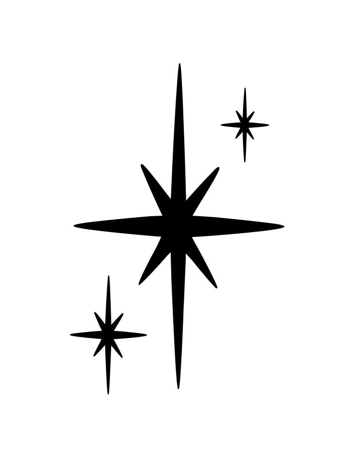 Atomic Stars Stencil Long Starburst Mid Century Retro Modern Bedroom ...