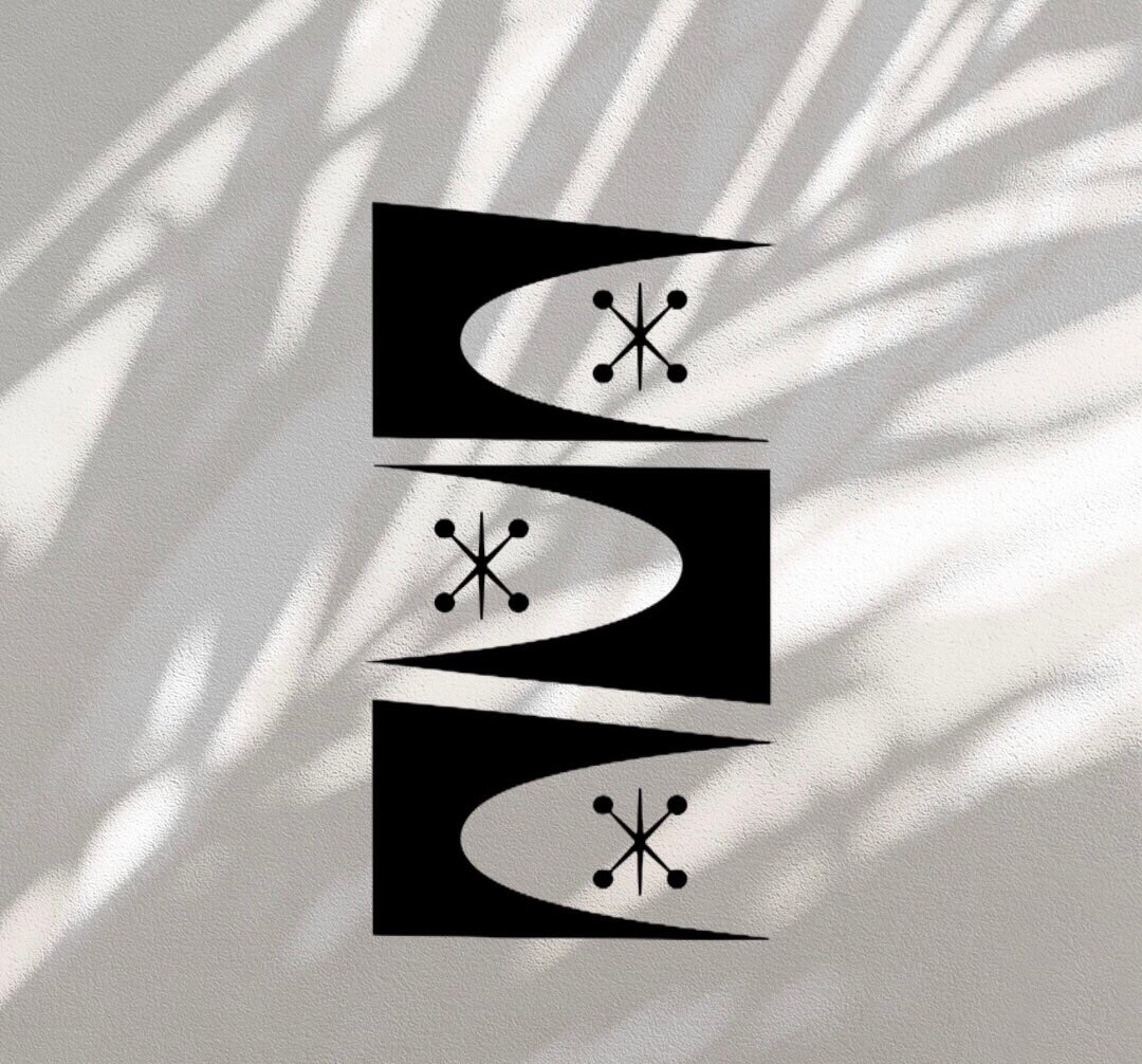 A4-A5 Mid Century Atomic Abstract Shapes Modern Retro Pattern Stencil ...