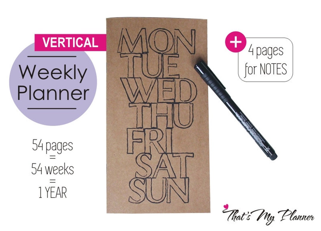 Vertical Weekly Planner Traveler's Notebook Insert - Notebook - Journal ...