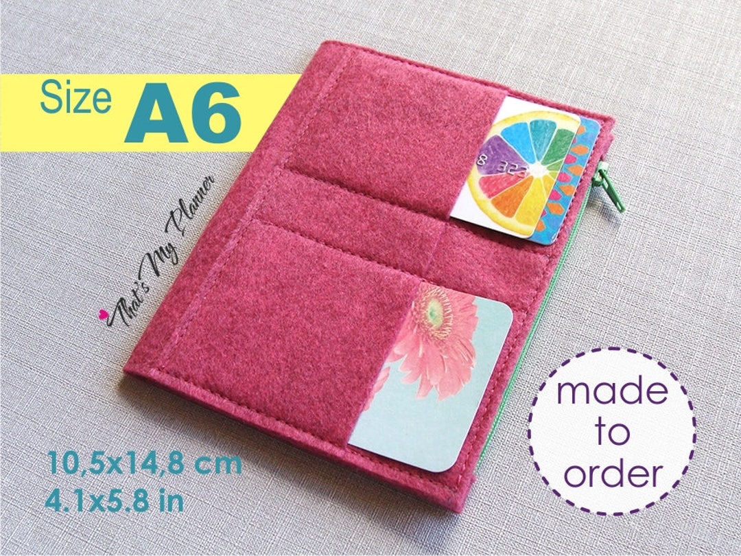 Traveler's Notebook Insert A6 Size Felt Zip up Wallet Card Holder ...