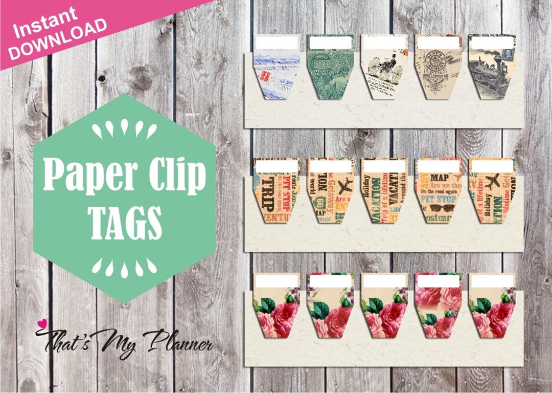DIY - VINTAGE Printable Paper Clip Tags Bookmarks - Travel Midori ...
