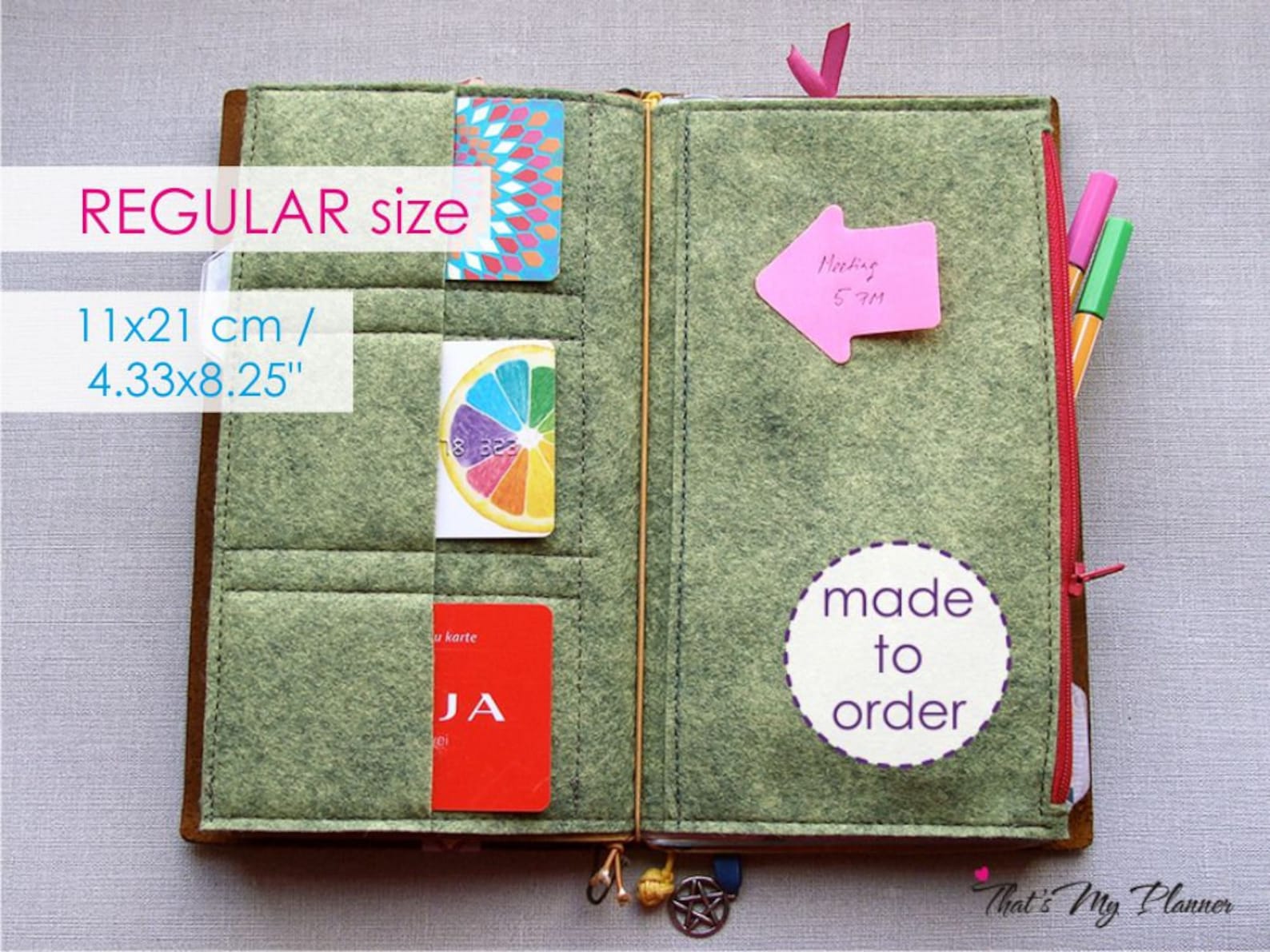 Custom Size Traveler's Notebook Wallet Insert Felt Zip - Etsy