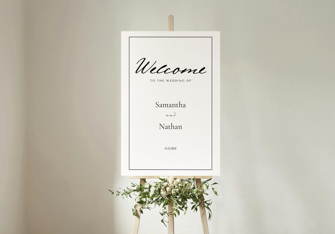 Samantha Minimalist Wedding Welcome Sign, Editable Canva Template ...