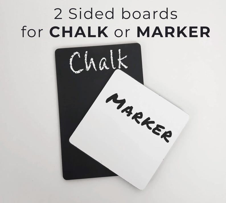 Oak Wood Chalkboard & Whiteboard Sign With Stand: Double-sided Display ...
