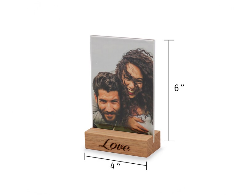 LASER ENGRAVED Photo Holder Wood Stand and Acrylic - Etsy