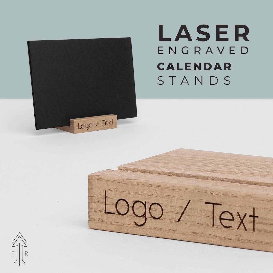 ENGRAVED Wood Calendar Stand With Large Slot. - Etsy
