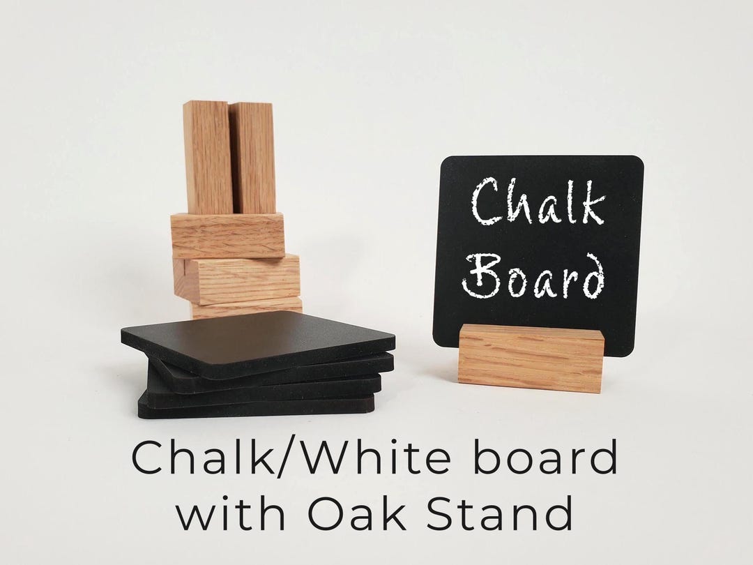 Oak Wood Chalkboard & Whiteboard Sign With Stand: Double-sided Display ...
