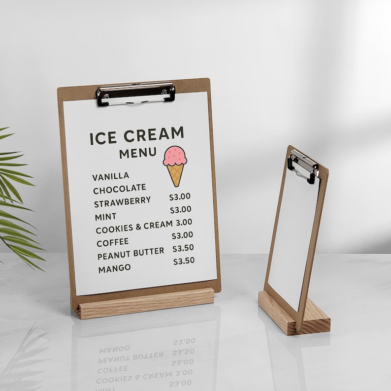 Clipboard With Oak Wood Stand: A4/A5 Menu, Wedding Table Number, Sign ...