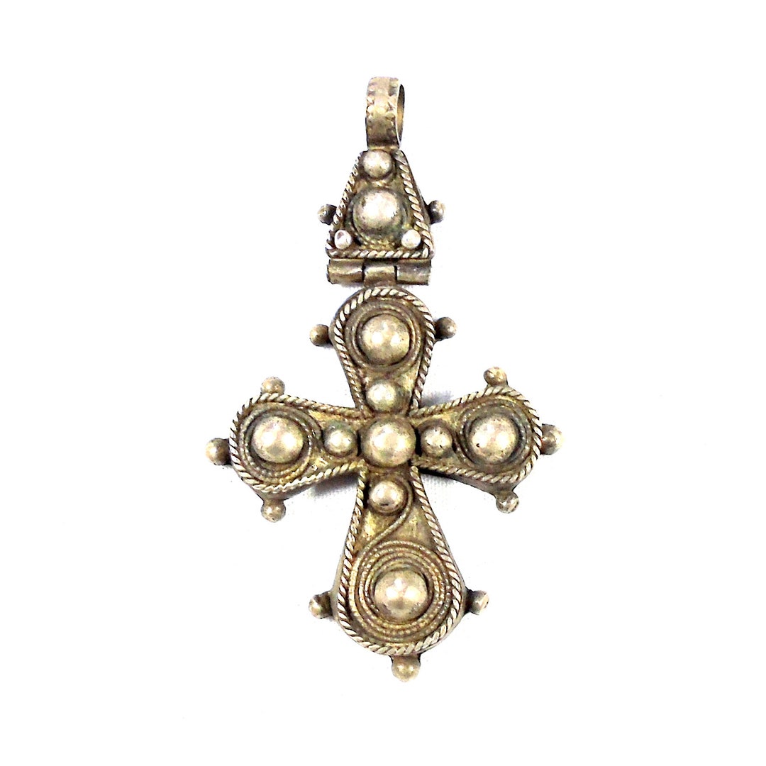 Old Ethiopian Silver Cross – Antique Orthodox Christian Pendant, Coptic ...