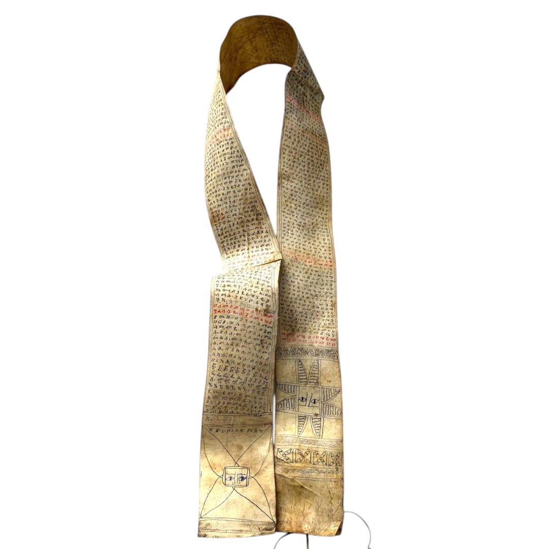 Antique Ethiopian Kitab Amulet – Handwritten Ge'ez Scroll on Vellum ...